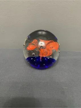 Handmade | Art | Hand Blown Orange Lily Flower Bubble Sphere ...